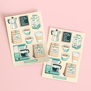 Coffee Sticker Sheet | Vinyl Waterproof Stickers | Laptop Decals - Etsy