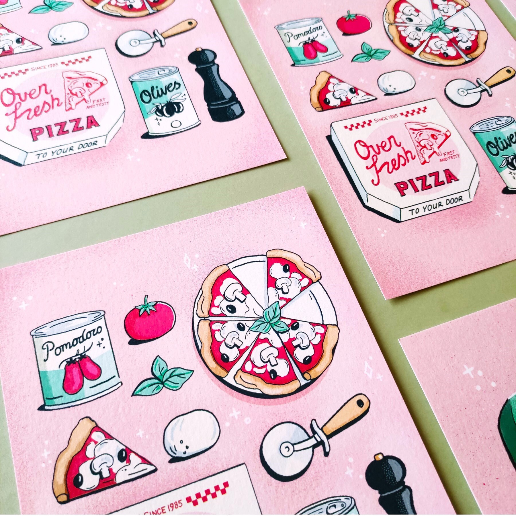 A5 Pizza Kitchen Art Print Food Art Retro Kitchen Art Food Packaging ...