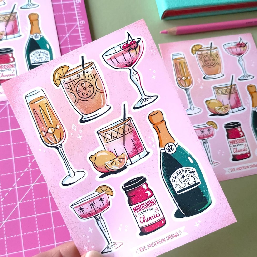 Cocktails/drinks A6 Sticker Sheets - Etsy