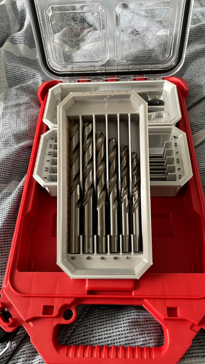 STL*** Milwaukee Packout Slim Bin Drill Bit Organisers 3 Pack **STL ...