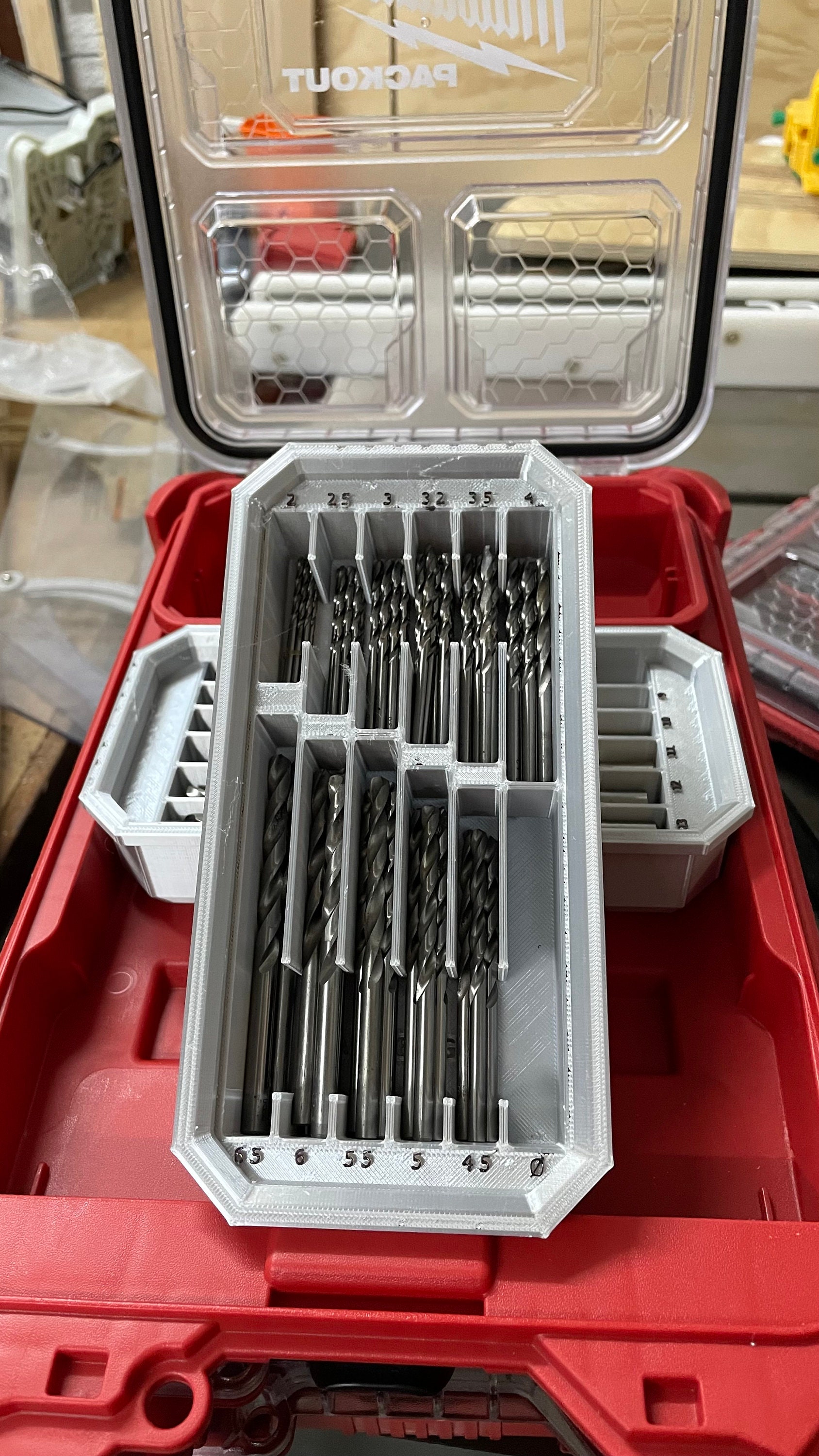 2 Milwaukee Packout Slim Bin Dividers for Drill Bits 2-6.5mm & 8-13mm ...