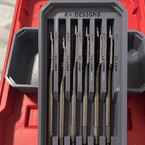 STL Milwaukee Packout Slim Bin Spade / Paddle Bit Holder 10-25mm or 3/8 ...