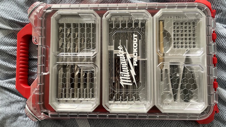 STL*** Milwaukee Packout Slim Bin Drill Bit Organisers 3 Pack **STL ...