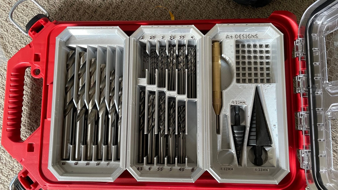 STL*** Milwaukee Packout Slim Bin Drill Bit Organisers 3 Pack **STL ...