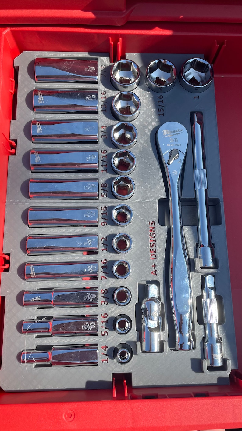 3D Printed Socket Set Holder: Milwaukee Packout Tool Box Organizer - Etsy