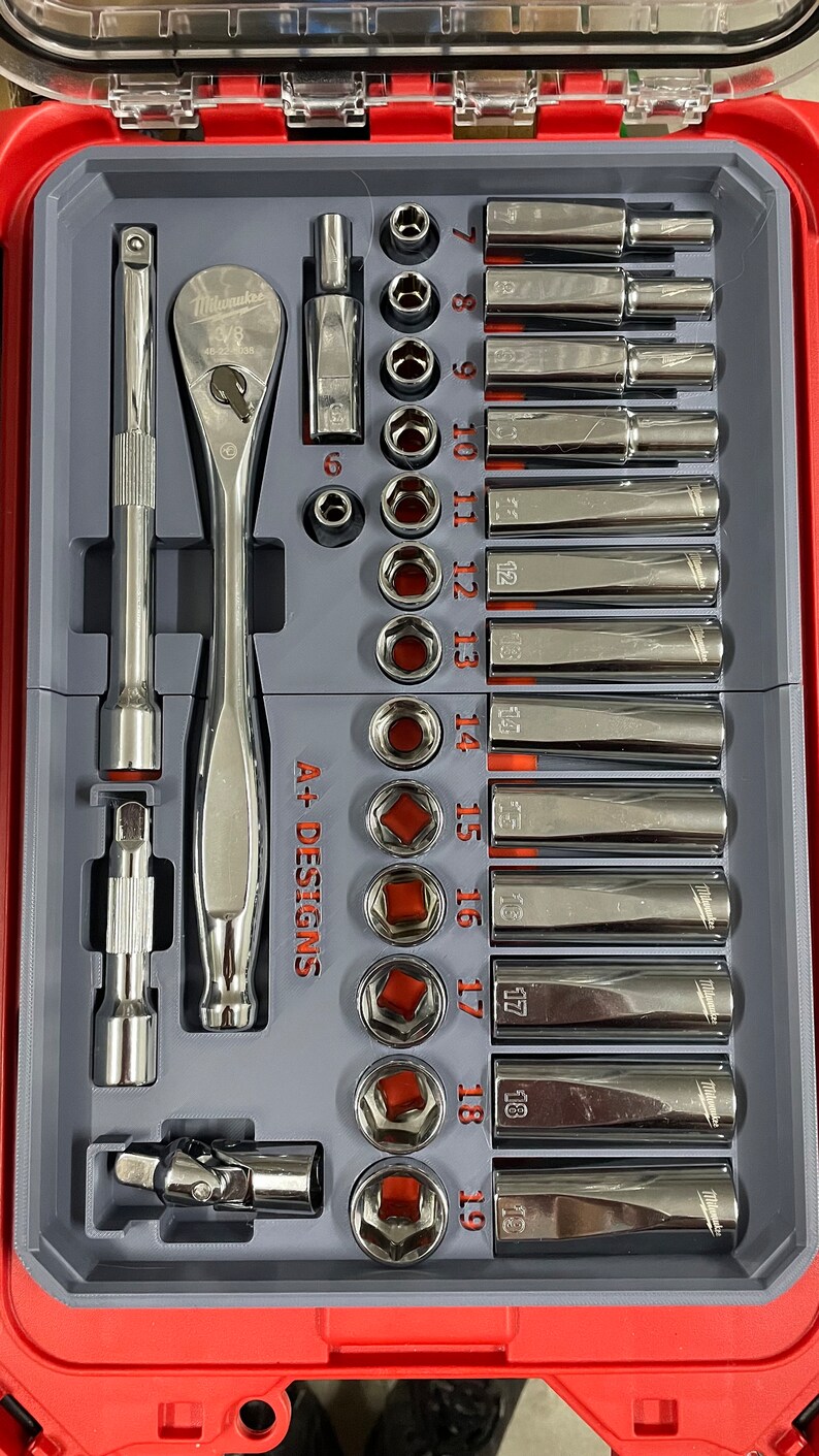 STL Packout Insert for 3/8 Metric Socket Set for 48-22-9508 Milwaukee ...