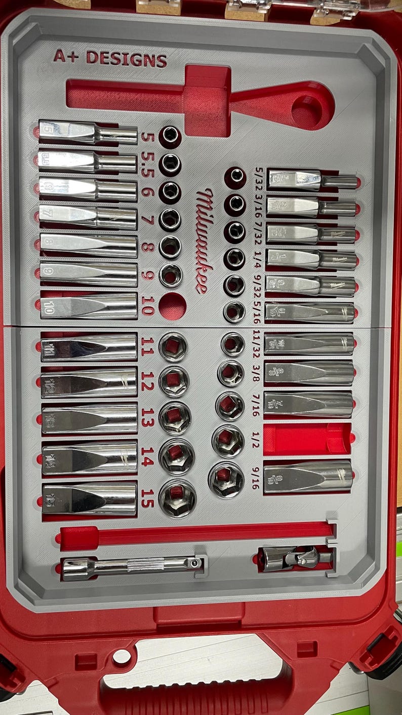 3D Printed Milwaukee Compact Packout 1/4 Socket Set 48-22-9004 Holder ...