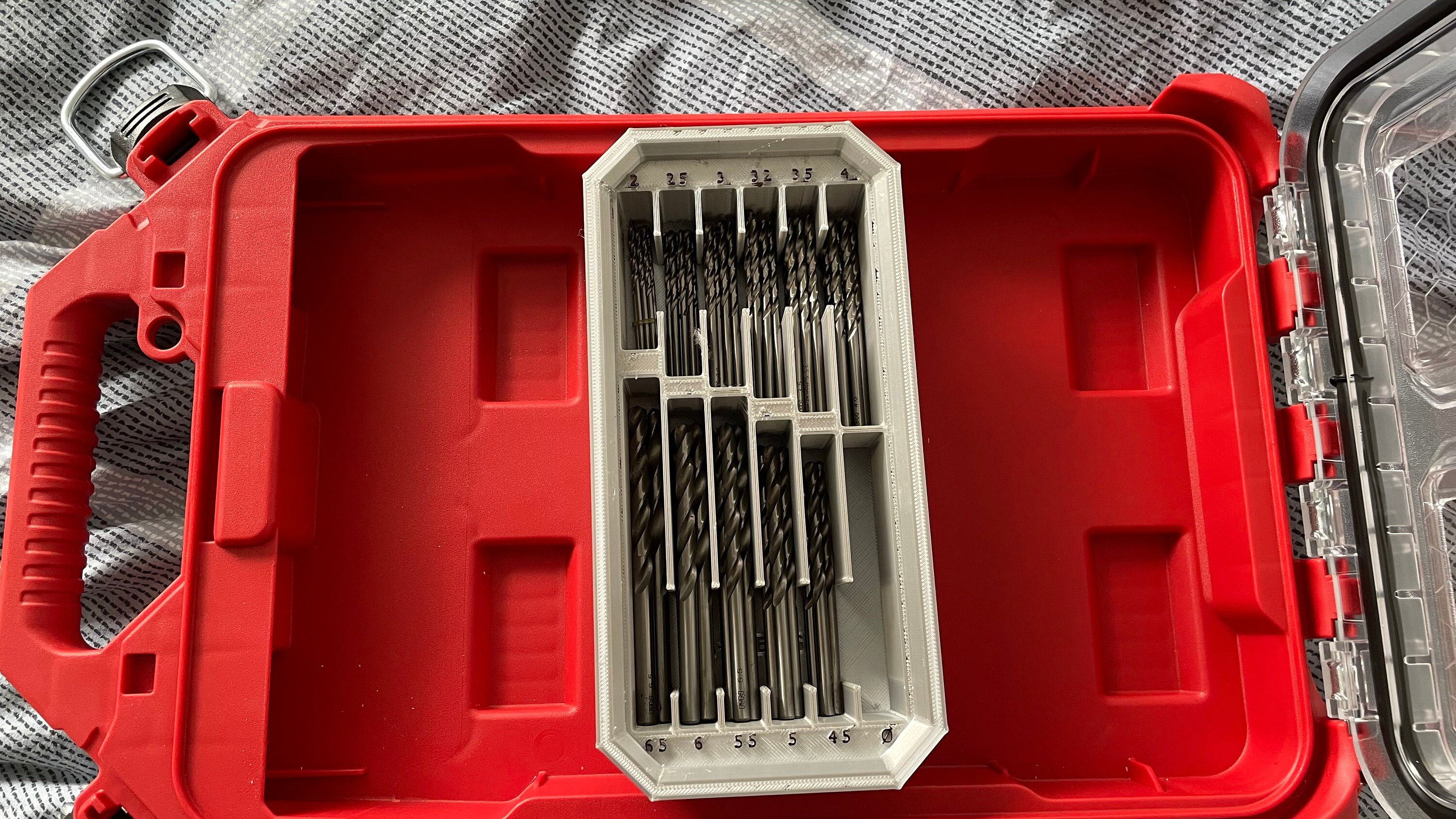 2 Milwaukee Packout Slim Bin Dividers for Drill Bits 2-6.5mm & 8-13mm ...