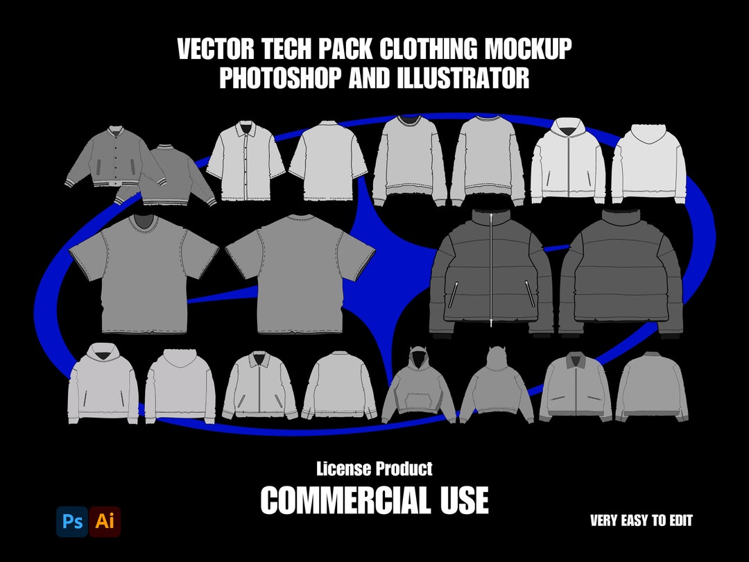 Tech Pack Clothing Design Mockup Photoshop and Illustrator, Tech Pack ...
