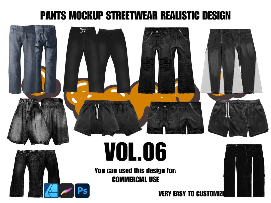 Clothing Mockup Pants Realistic 4k Streetwear Design Vol.06 - Etsy
