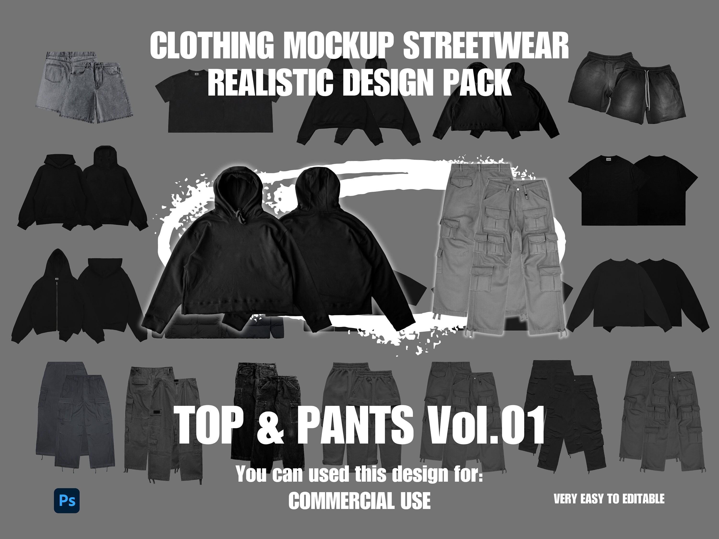 Clothing Mockup Top and Pants Realistic Streetwear Design Pack Vol.01 ...