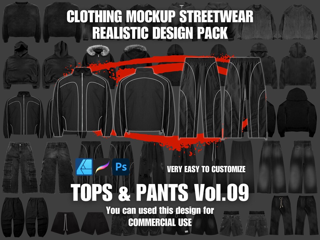 Streetwear Clothing Mockup Realistic 4k Top and Pants Design Pack Vol ...