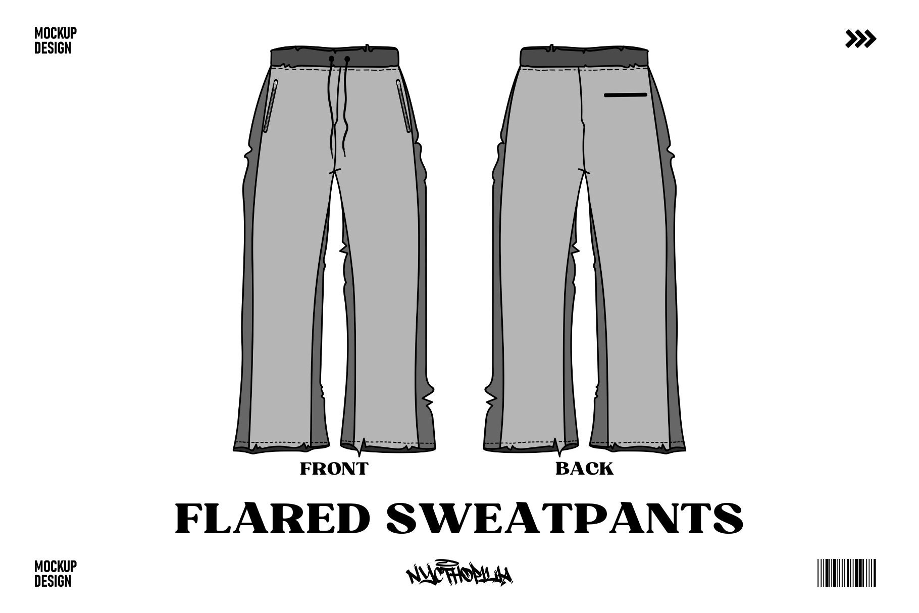 One Set Tech Pack Tracksuit Streetwear Vector Mockup Crewneck and ...