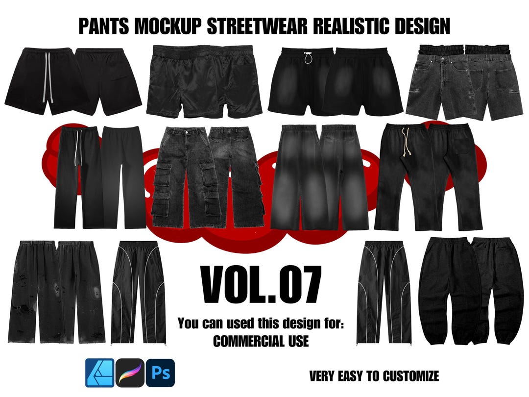 Clothing Mockup Realistic 4k Streetwear Pants Design Vol.07 - Etsy