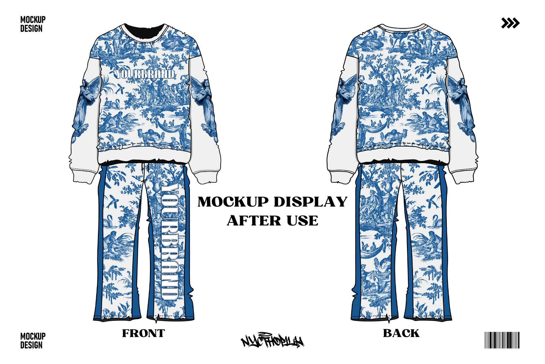 One Set Tech Pack Tracksuit Streetwear Vector Mockup Crewneck and ...