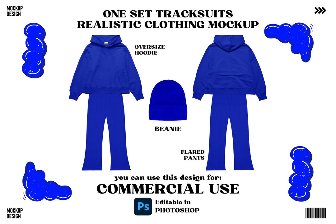 One Set Tracksuit Clothing Mockup Realistic Design, Oversize Hoodie ...