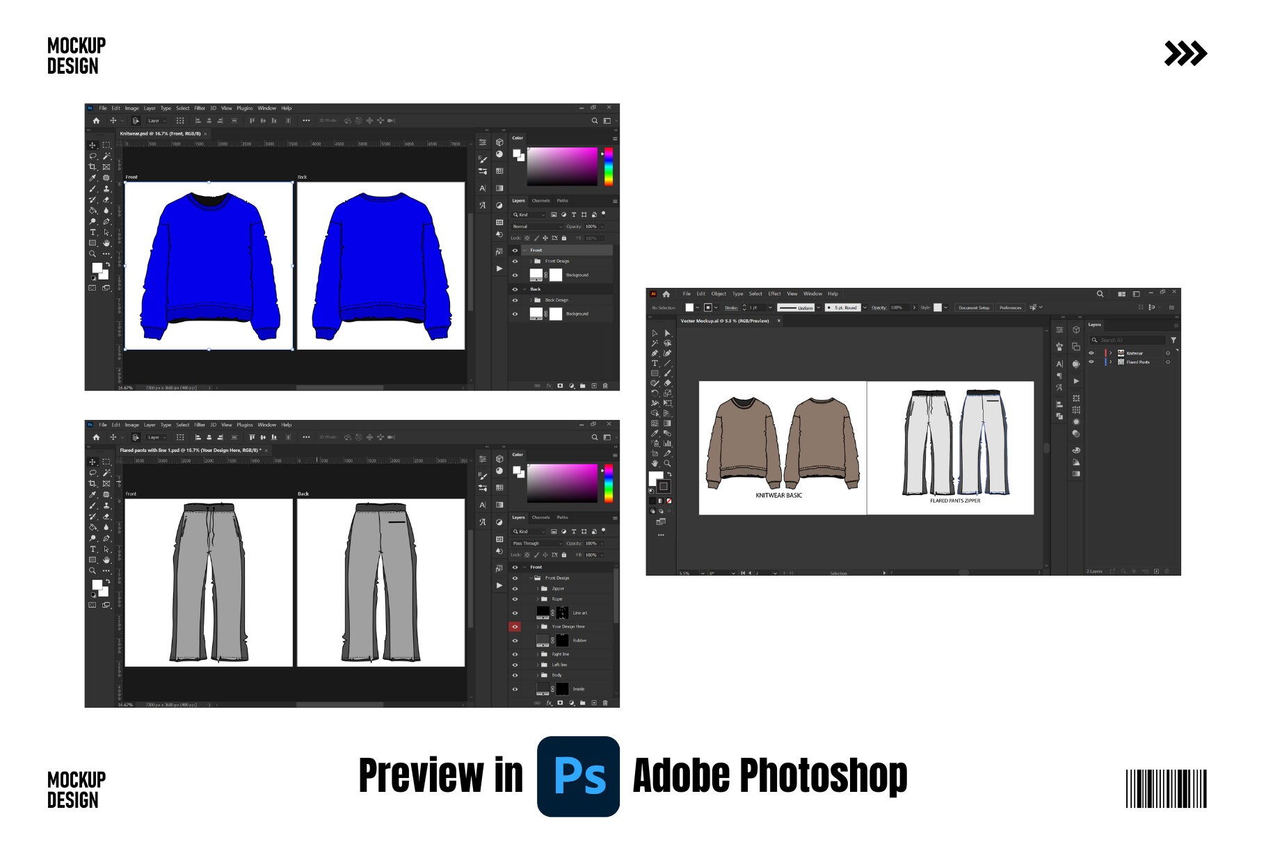 One Set Tech Pack Tracksuit Streetwear Vector Mockup Crewneck and ...