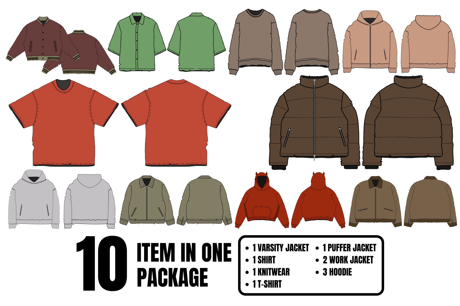 Tech Pack Clothing Design Mockup Photoshop and Illustrator, Tech Pack ...