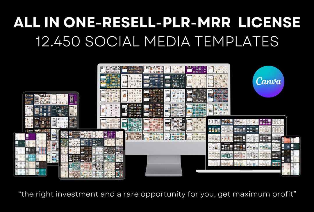 All in One Resell PLR-MRR Bundle Design Canva Template Social Media ...