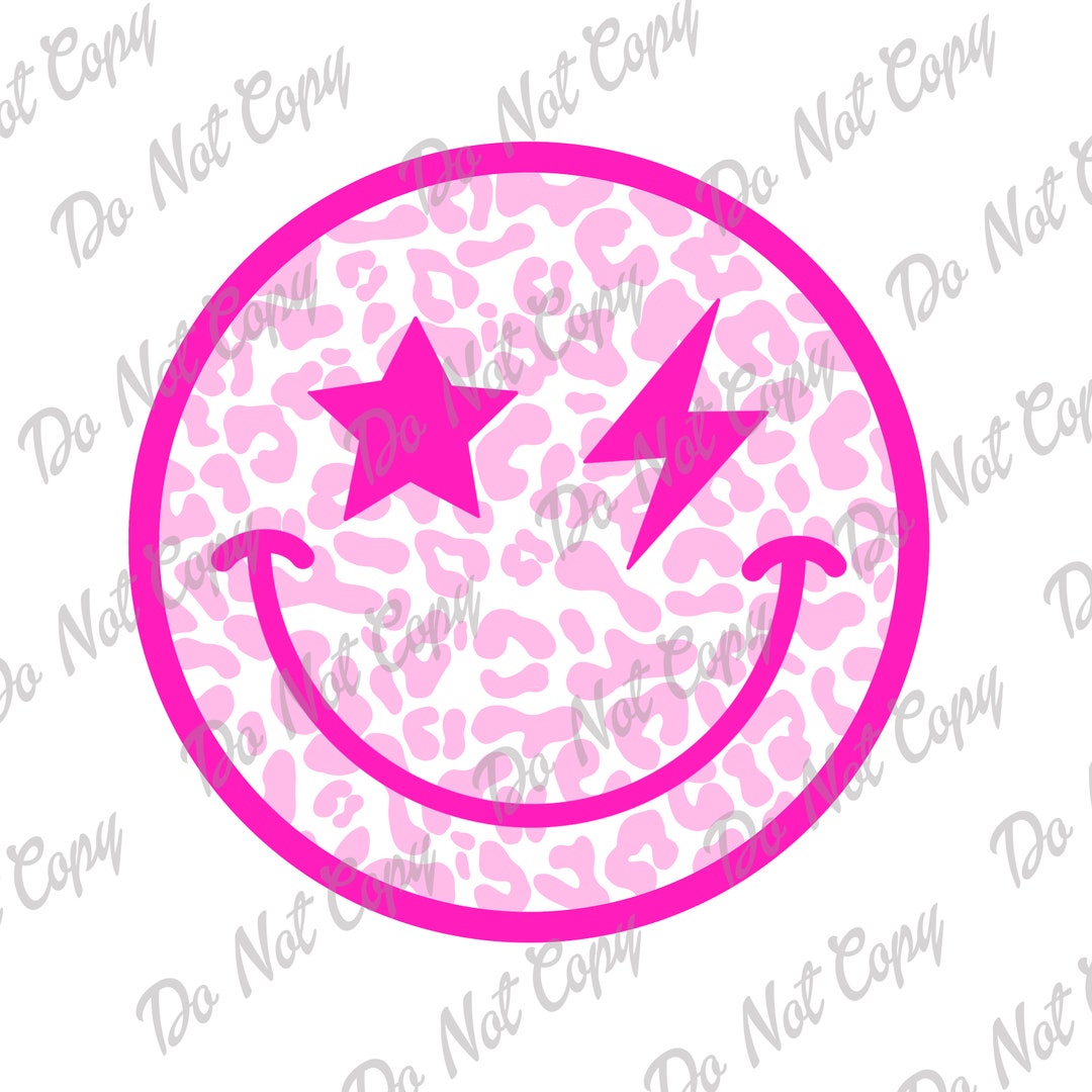 Star Bolt Happy Face SVG, PNG, Leopard Happy Face, Leopard Star Bolt ...
