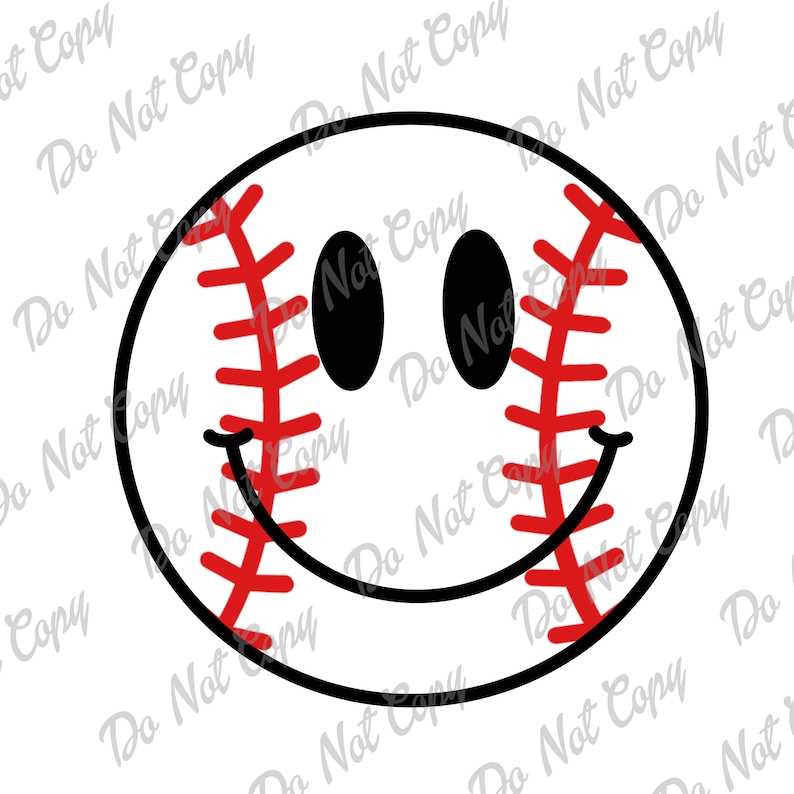 Baseball Happy Face SVG, PNG, Baseball, Baseball Fan, Baseball Face ...