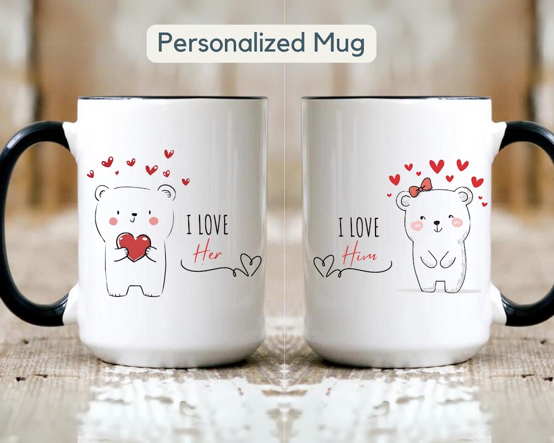 Personalized Couple Mug Gift Custom I Love Her I Love Him Mug Valentine ...