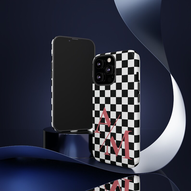 Personalized Checkerboard Initial Monogram Phone Case Custom Checkered ...