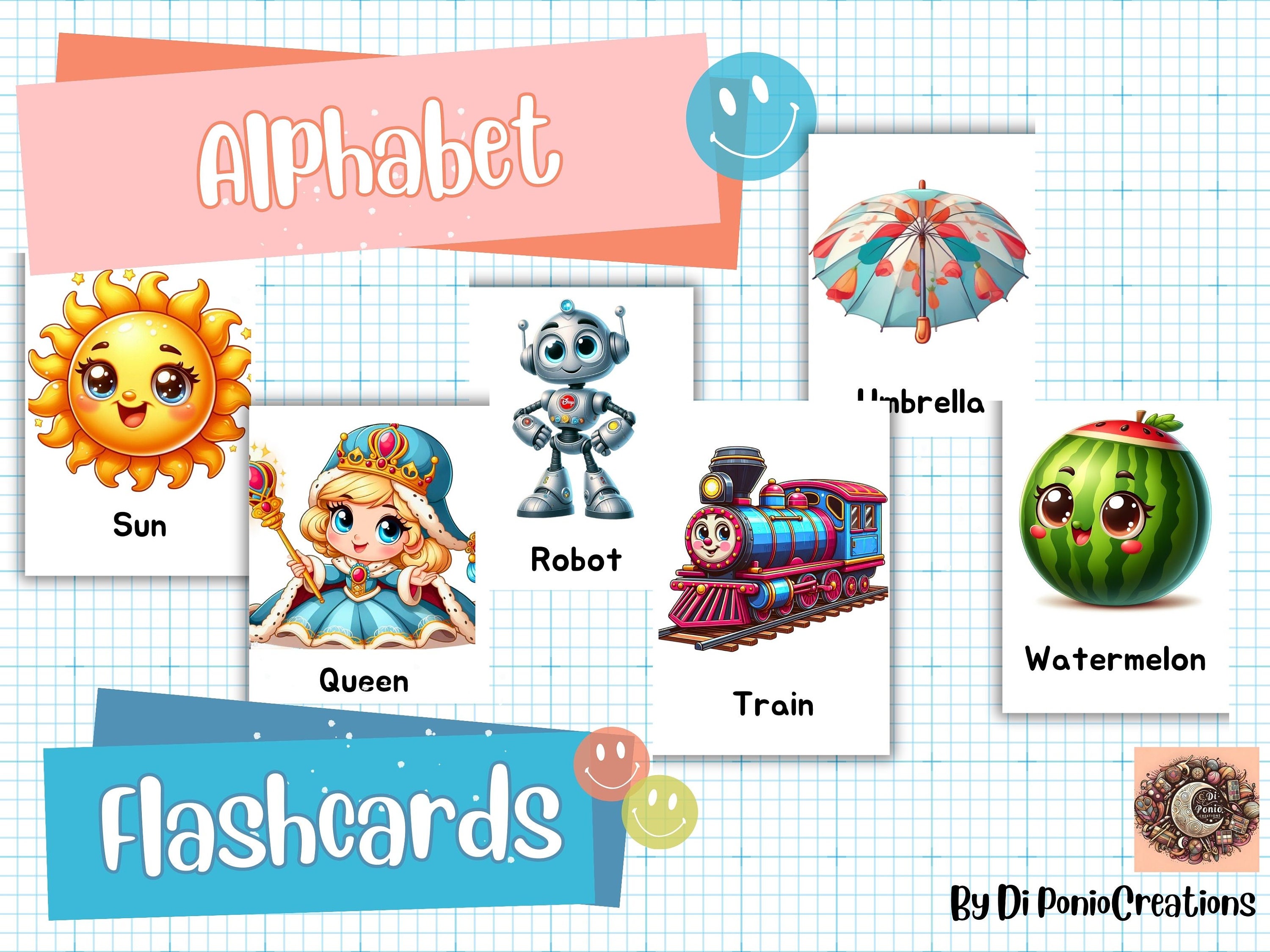 Printable Educational Alphabet Flashcards 26 ABC Learning Cards ...
