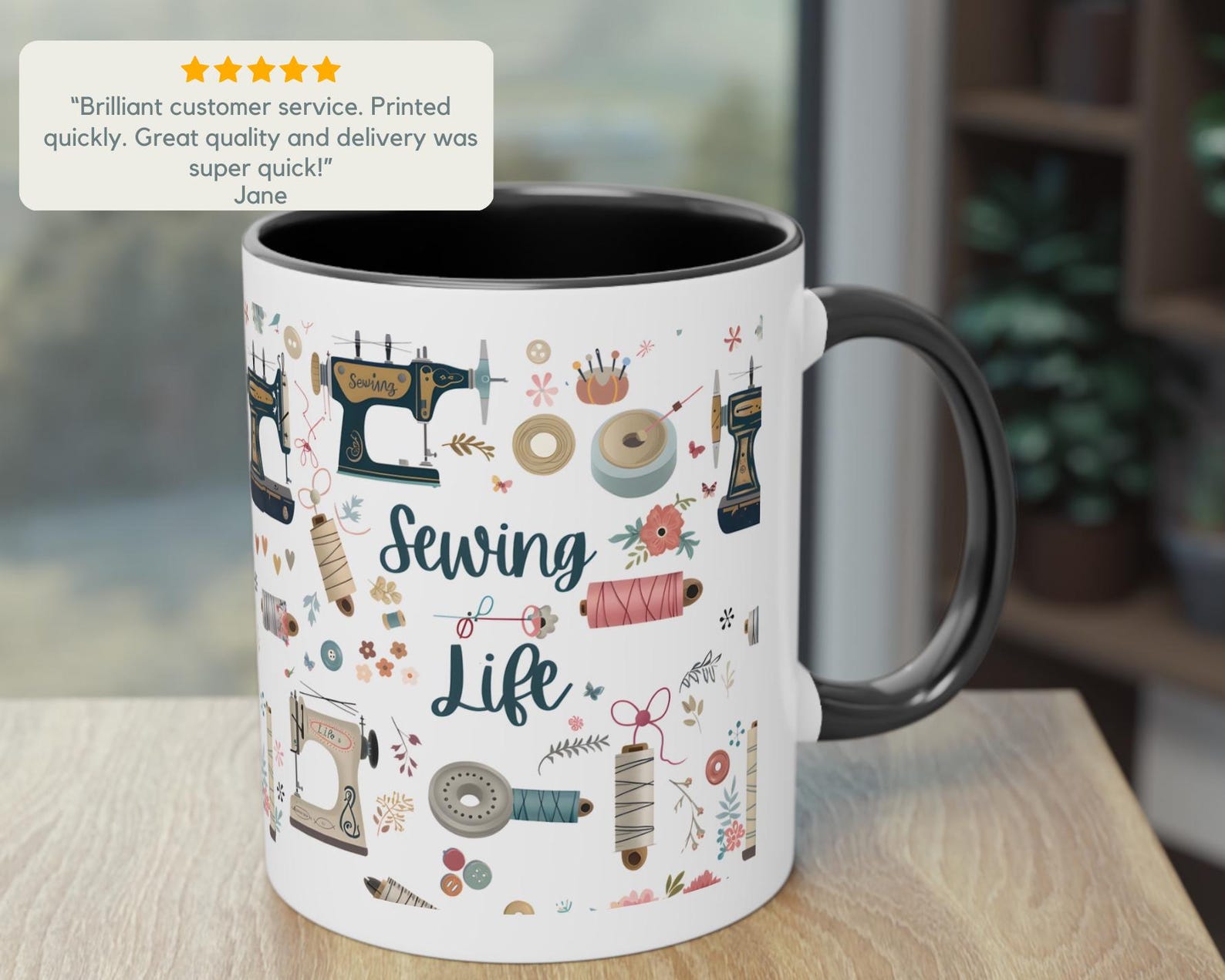 Personalized Sewing Life Mug Gift Floral Sewing Machine Sewing Mug ...