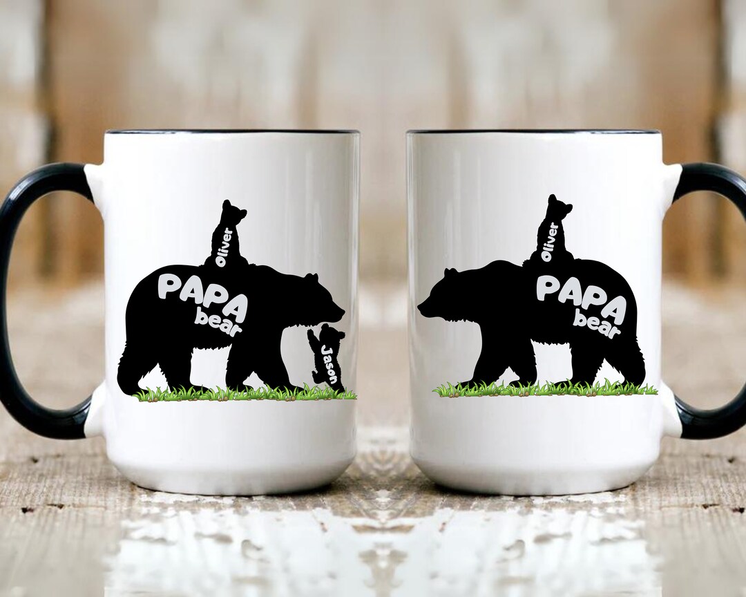 Personalized Papa Bear Mug Custom Papa Bear With Cubs Coffee Mug ...