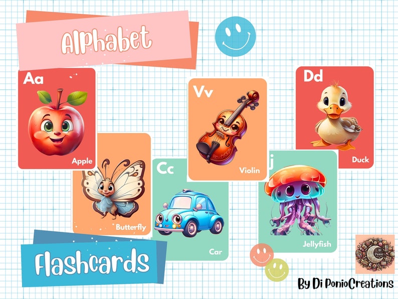 Printable Educational Alphabet Flashcards 26 ABC Learning - Etsy