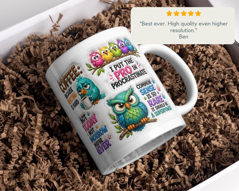 Inflated Sarcastic Owl Birds Funny Mug Wrap PNG, Funny 3d Sassy Quotes ...