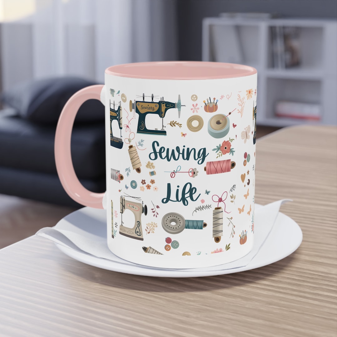 Personalized Sewing Life Mug Gift Floral Sewing Machine Sewing Mug ...