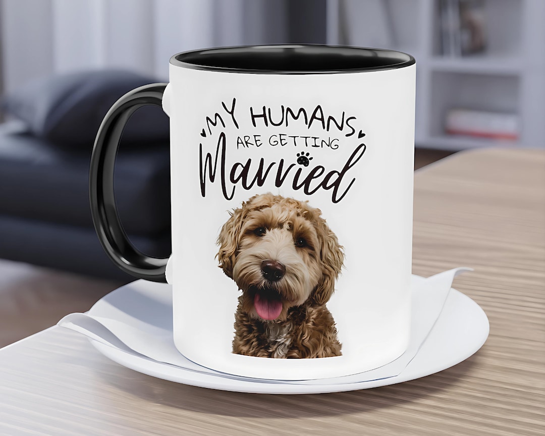 Custom My Humans Are Getting Married Mug, Personalized Dog Engagement ...