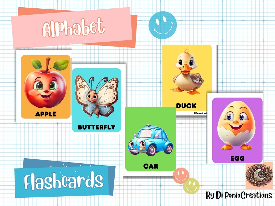 Printable Educational Alphabet Flashcards 26 ABC Learning Cards ...