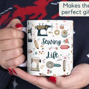 Personalized Sewing Life Mug Gift Floral Sewing Machine Sewing Mug ...