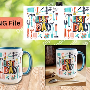 The Best Dad Mug Wrap, Father's Day Tools Mug Wrap Template Design ...