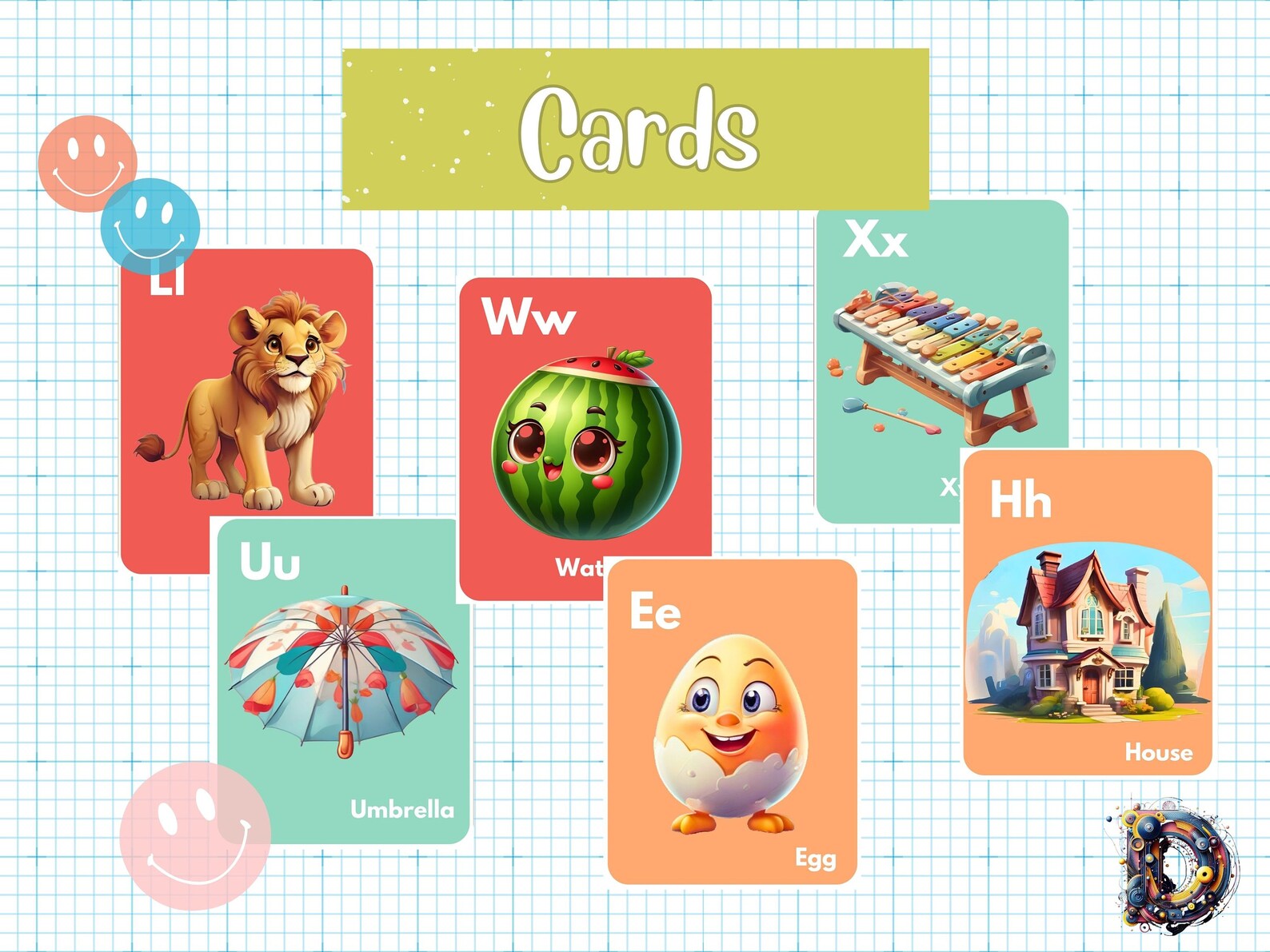 Printable Educational Alphabet Flashcards 26 ABC Learning - Etsy