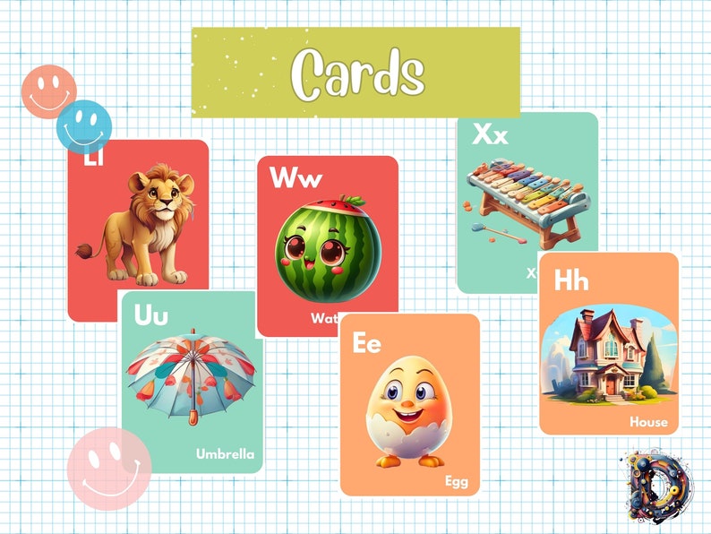 Printable Educational Alphabet Flashcards 26 ABC Learning - Etsy