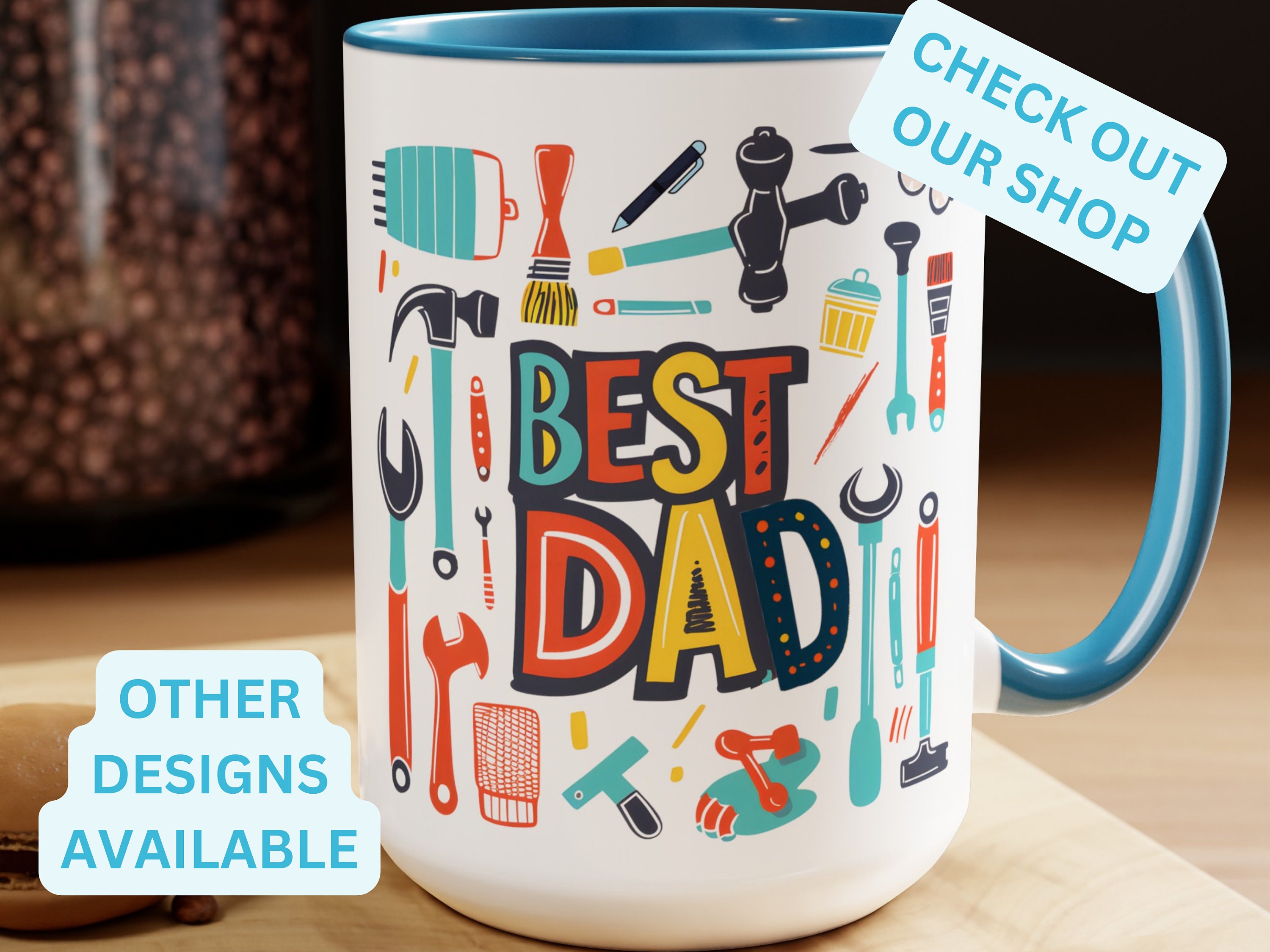Super Dad Mug Wrap Father's Day Mug PNG Gift Template Design Grandad ...