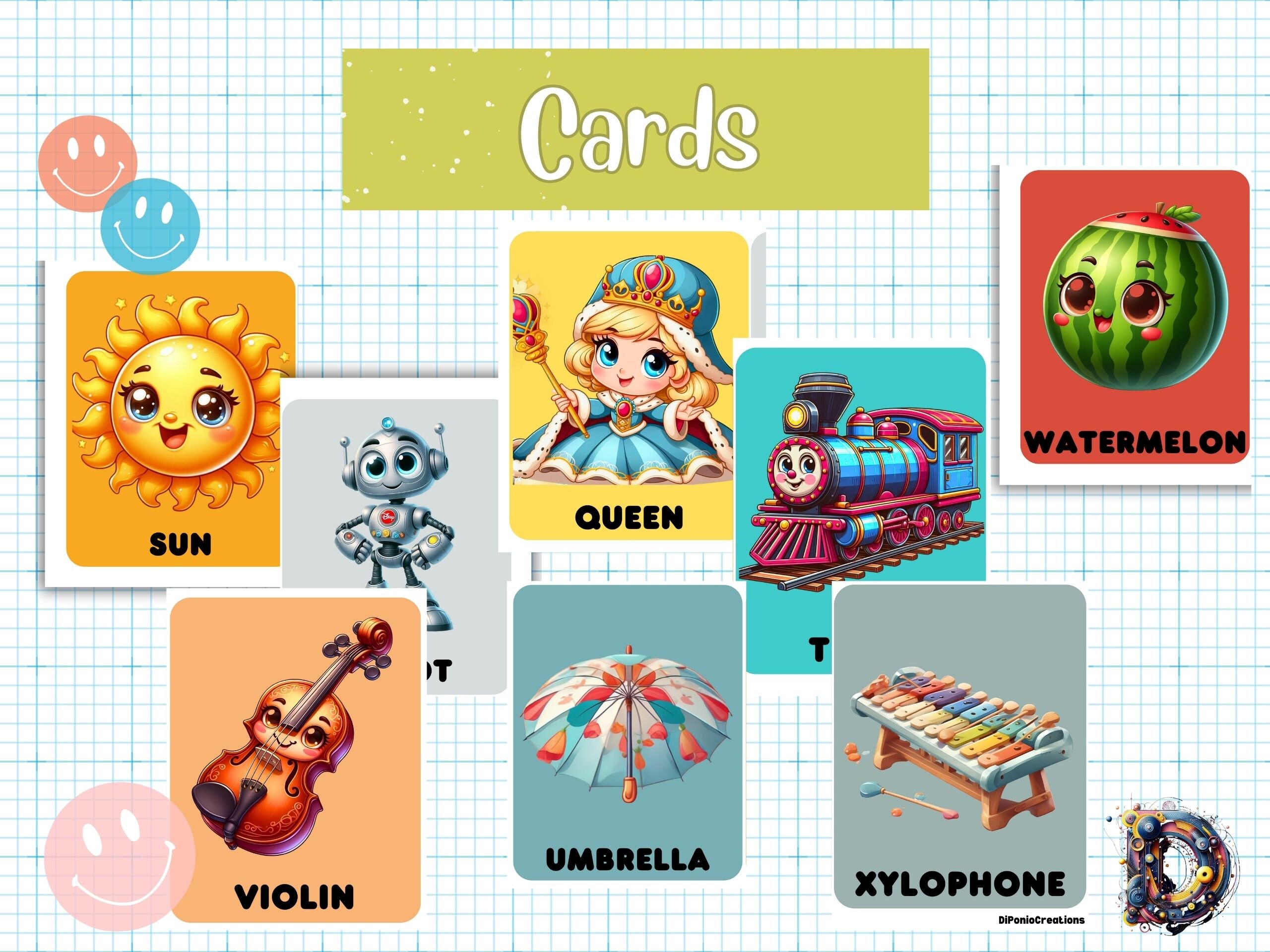 Printable Educational Alphabet Flashcards 26 ABC Learning Cards ...