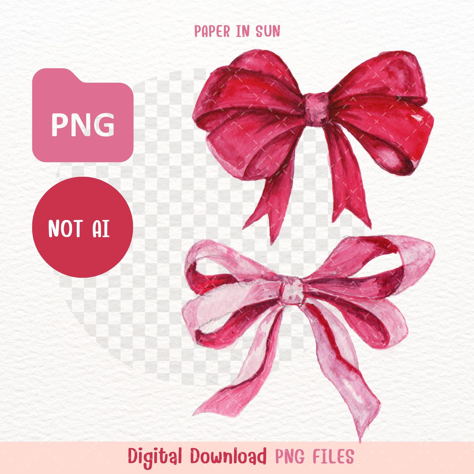 Bow PNG: Watercolor Pink Ribbon Clipart Set (digital Download) - Etsy