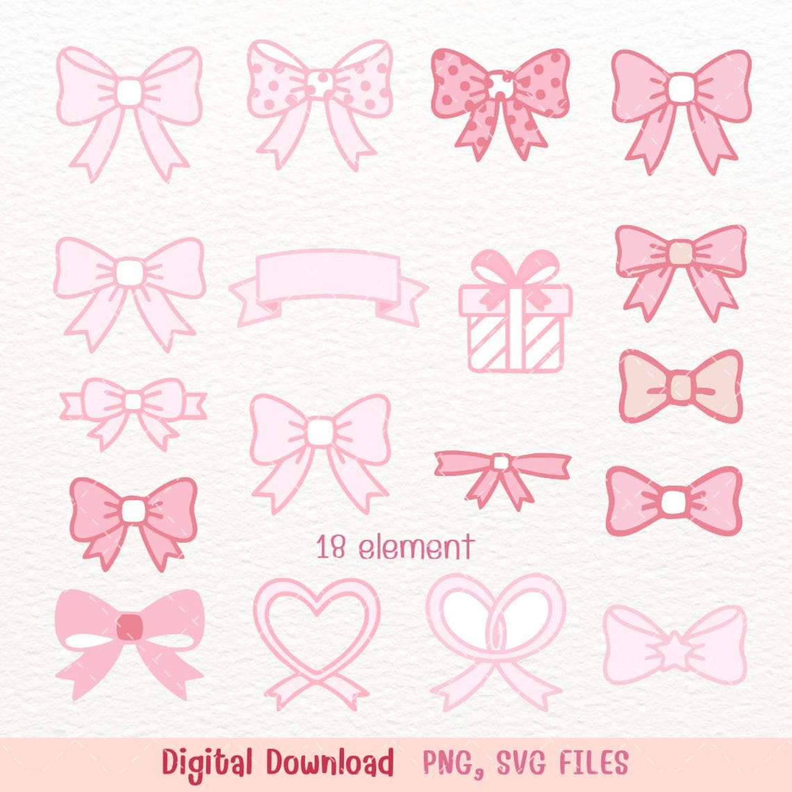 Pastel Bow Clipart: PNG, SVG (digital Download) - Etsy