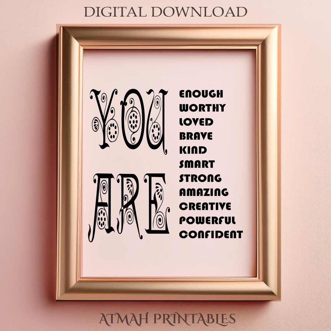 YOU ARE Inspirational Quote Print | Minimalist Motivational Wall Art ...