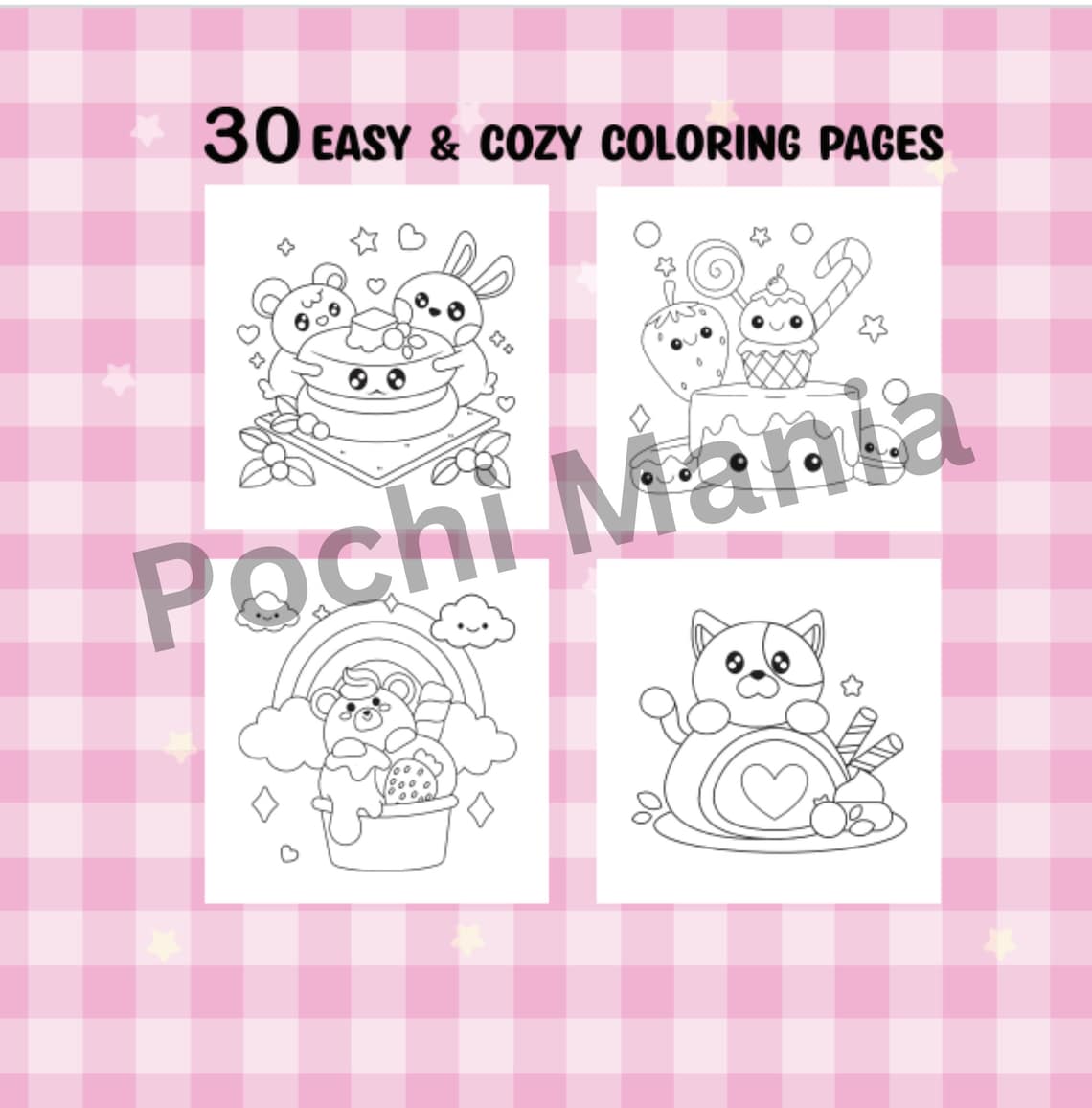 Cute Kawaii Cozy Coloring Book for Kids, Teens and Adults Featuring ...