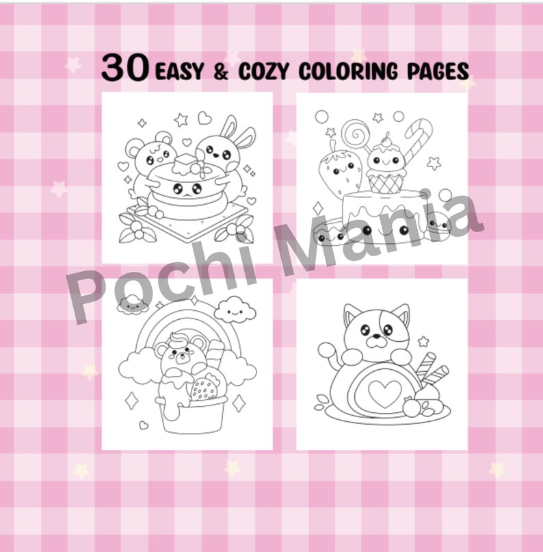 Cute Kawaii Cozy Coloring Book for Kids, Teens and Adults Featuring ...