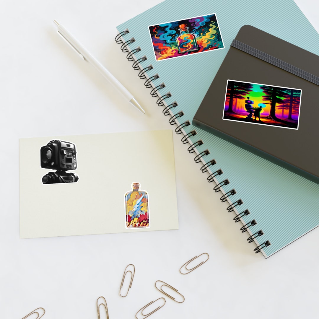 Sticker Sheet Robot Boombox Head, Smoke in A Bottle, Two Robots in A ...
