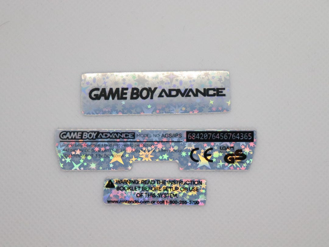 Holographic Laminated Gameboy Advance Back Sticker Label Set - Etsy