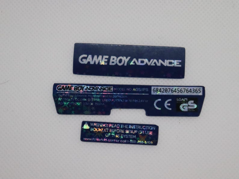 Holographic Laminated Gameboy Advance Back Sticker Label Set| Free ...