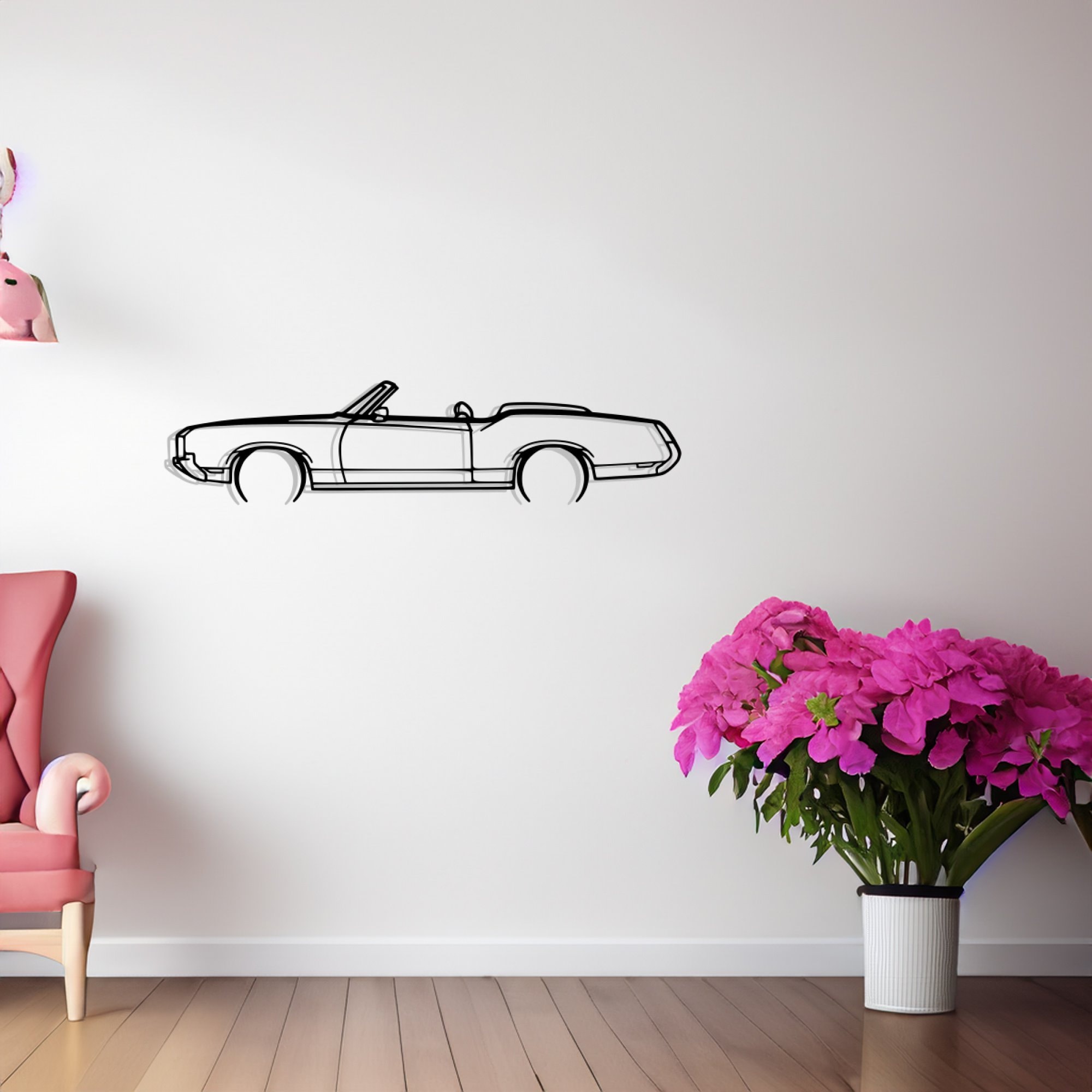 Cutlass Convertible 1972 Detailed Silhouette Metal Wall Art, Birthday ...